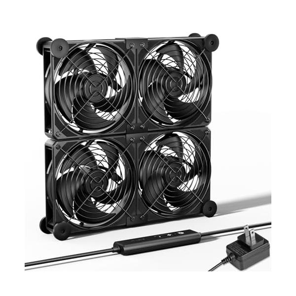 黒い/-/U2DC・NumberOfItems:4・冷却ファン・4台連結式シンプルで使いやすい設計で、4台のファンを連結した状態でそのまま使用できます。ネジ止めを外せば、簡単に分解もできます。4台のファンを接続することで、より多くの風量を得...
