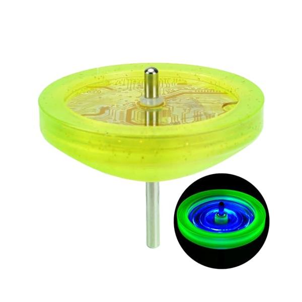 -/13 x 13 x 6 cm/-・Edition:イエローグリッター-青LED・初めてのお子様でも回しやすいコマ世界大会認定こま ヒバリに光る回路を追加。地面でのこま回しがメインの遊び方になります。ある程度強く回転をかけるとLED回路が...