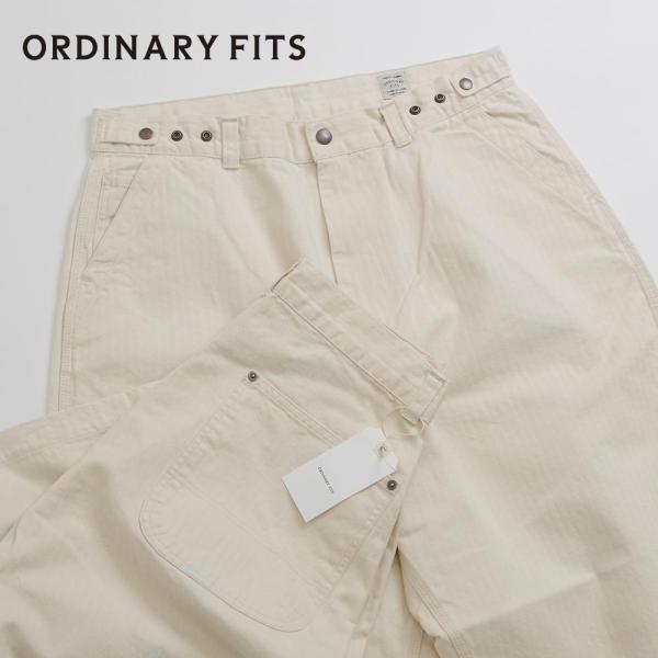 生成りのワークパンツでどこか清潔感も感じるゆったり目のルーズシルエットですので、またデニムとは一風違った雰囲気でコーディネイトしていただけるベルパンツです。適度なペンキ加工も◎ 　　　　　30　 32　　34　　36　 　 ウエスト 40c...