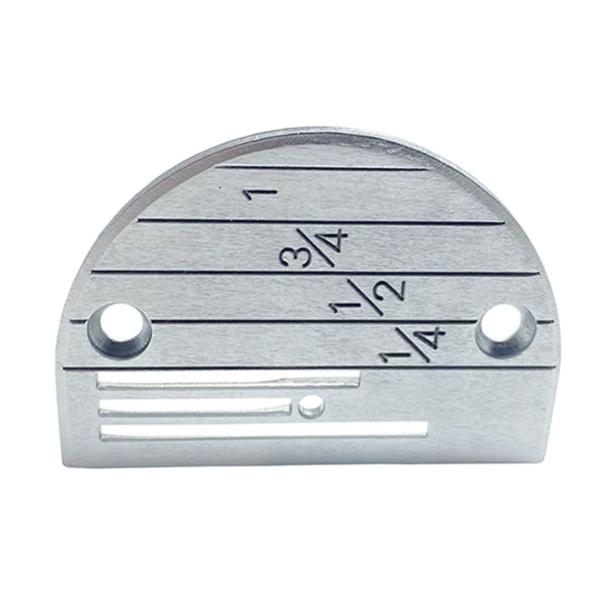 工業用の普通本縫いミシンに使用する針板です,半円形の標準針板で、3列送り歯が付くタイプの針板です。材質：金属,B24針穴サイズ 2.4mm,B26針穴サイズ 2.6mm,B28針穴サイズ 2.8mm。メモリが付いていますので幅を決めて縫う時...