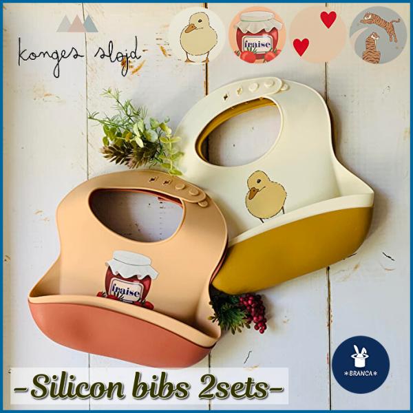 デンマーク発の大注目ブランドKonges Sloejd (コンゲススロイド) のシリコンビブです♪シリコン製のビブはとてもやわらかく、子供の体にもフィットします。首元でサイズが４段階調整でき、離乳食期から幼児期まで長くご使用できます☆プレゼ...