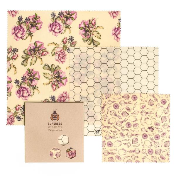 ●オーガニック100%：SuperBee エコラップは再利用可能のミツロウで作られたラップです。 GOTS認定100％オーガニックコットン生地、ミツロウ、オーガニックココナッツオイル、ゴールデンツリーレジンを使用して手作りされています。●豊...
