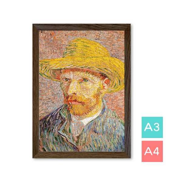 ゴッホのアートポスター「麦わら帽子を被った自画像（1887）」です。リビングや玄関、トイレなどにワンポイントでいかがですか？壁掛けにも卓上にもピッタリなアートポスターで、お部屋を上質な空間に！※ご利用のパソコン、モニター環境によって、画像の...