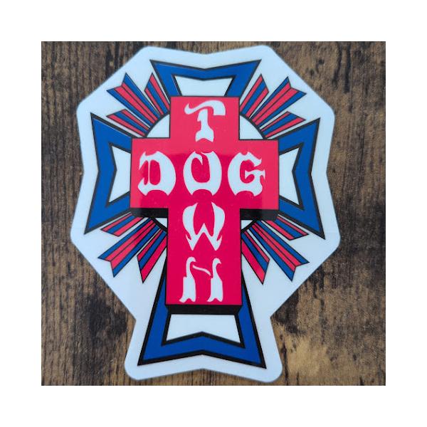 【ST-1012】Dogtown Skateboard ドッグタウン STICKER スケートボード ステッカー CROSS LOGO RED BLUE 10.1■カラーレッドブルー（クリアタイプ）■サイズ縦10.1cm×横8.3cm※稀に...