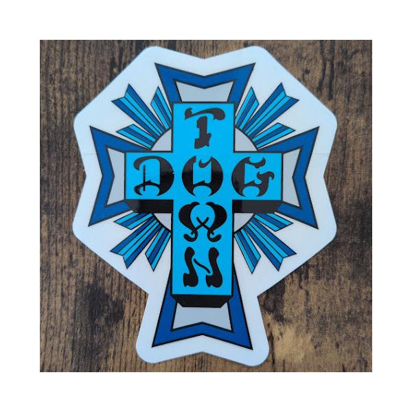 【ST-1013】Dogtown Skateboard ドッグタウン STICKER スケートボード ステッカー CROSS LOGO ブルー 10.1cm■カラーブルー（クリアタイプ）■サイズ縦10.1cm×横8.3cm※稀に折れ、印刷ミ...