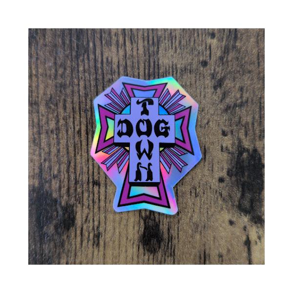 【ST-1015】Dogtown Skateboard ドッグタウン STICKER スケートボード ステッカー Purple Foil Cross Logo 3.8×3.2■カラーパープル（ホログラム）■サイズ縦3.8cm×横3.2cm※...