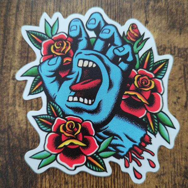 【ST-1084】Santa Cruz Skateboards sticker サンタクルーズ スケートボード ステッカー Screaming Flash■カラーブルー×レッド×グリーン（クリアタイプ）■サイズ縦11.5cm×横11cm※稀...