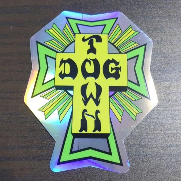 【ST-135】Dogtown Skateboard ドッグタウン STICKER スケートボード ステッカー Green Foil Cross Logo■カラーグリーン系■サイズ縦10.2cm×横8.4cm※稀に折れ、印刷ミス、粘着汚れが...