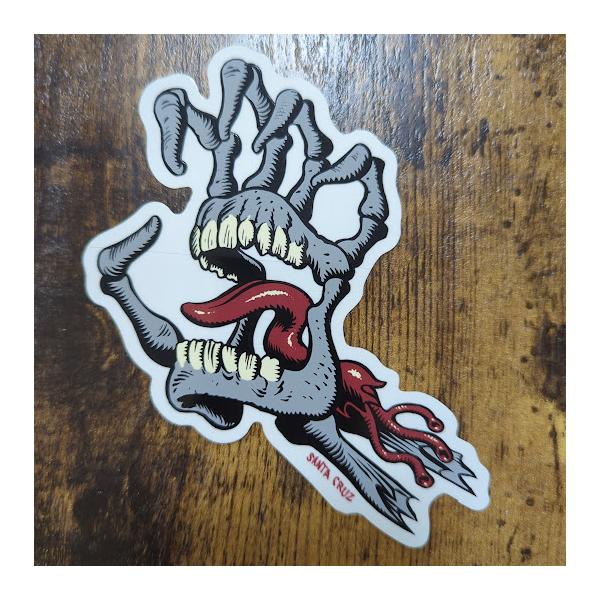 【ST-229】Santa Cruz Skateboards sticker サンタクルーズ スケートボード ステッカー Bone Hand■カラーグレー系（クリアタイプ）■サイズ縦12cm×横9.8cm※稀に折れ、印刷ミス、粘着汚れがある...