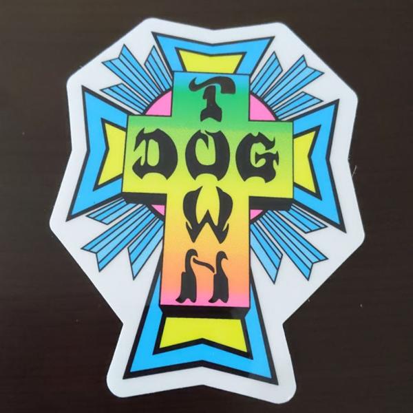 【ST-272】Dogtown  Skateboard ドッグタウン STICKER スケートボード ステッカー NEON CROSS■カラーネオン（クリアタイプ）■サイズ縦10.7cm×横9cm※稀に折れ、印刷ミス、粘着汚れがある場合があ...