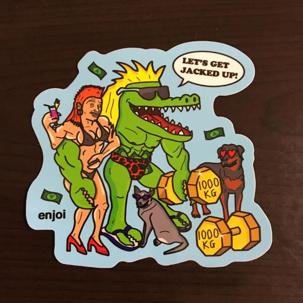 【ST-316】Enjoi Skateboard エンジョイ スケートボード ステッカー Get Jacked■カラーライトブルー■サイズ縦10.5cm×横10.3cm※稀に折れ、印刷ミス、粘着汚れがある場合があります。