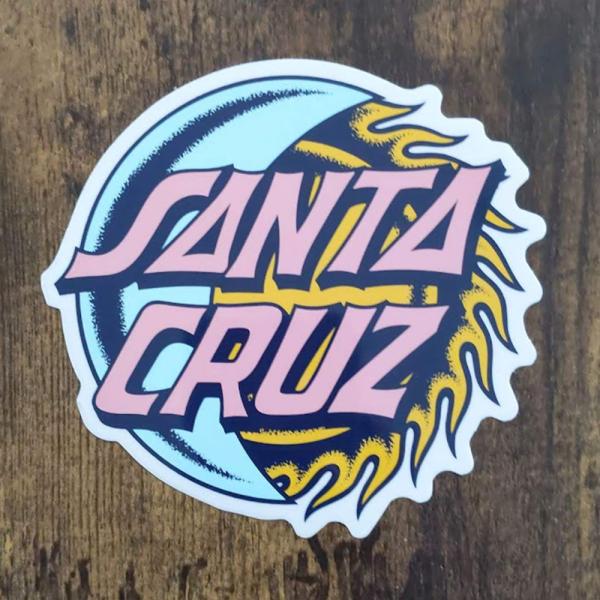 【ST-477】Santa Cruz Skateboards sticker サンタクルーズ スケートボード ステッカー Eclipse Dot■カラーピンク×オレンジ系（クリアタイプ）■サイズ縦10.3cm×横10.8cm※稀に折れ、印刷...