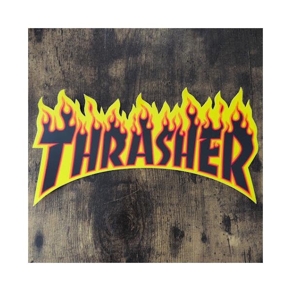 【ST-532】Thrasher Magazine スラッシャー スケートボード ステッカー FLAME LOGO LARGE イエロー■カラーイエロー■サイズ縦13.8cm×横26.2cm※稀に折れ、印刷ミス、粘着汚れがある場合があります。