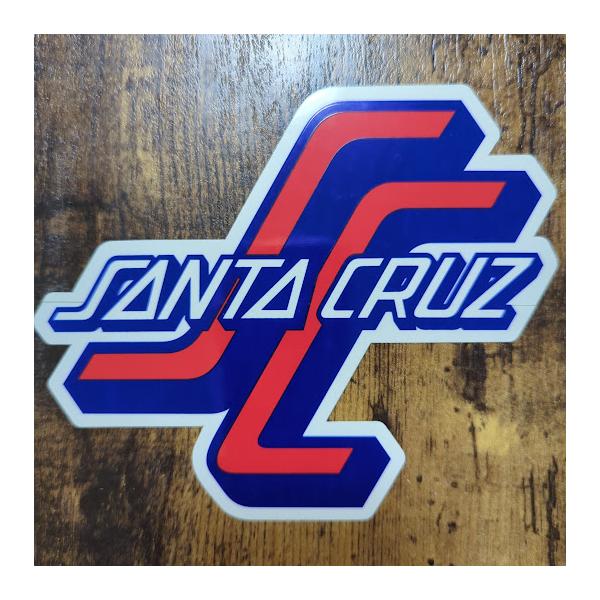 【ST-608】Santa Cruz Skateboards sticker サンタクルーズ スケートボード ステッカー OGSC■カラーブルー×レッド×ホワイト（クリアタイプ）■サイズ縦12.9cm×横15.3cm※稀に折れ、印刷ミス、粘...