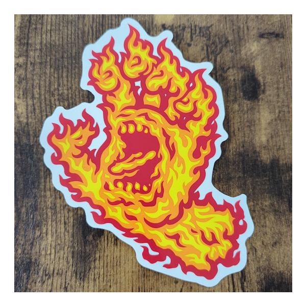 【ST-8】Santa Cruz Skateboards sticker サンタクルーズ スケートボード ステッカー FLAME HAND■カラーオレンジ（クリアタイプ）■サイズ縦15.8cm×横11cm※稀に折れ、印刷ミス、粘着汚れがある...