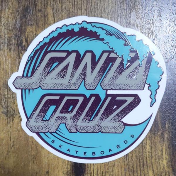 【ST-833】Santa Cruz Skateboards sticker サンタクルーズ スケートボード ステッカー Stipple Wave Dot■カラーグリーン×ブラウン系（クリアタイプ）■サイズ縦10cm×横10.8m※稀に折れ...