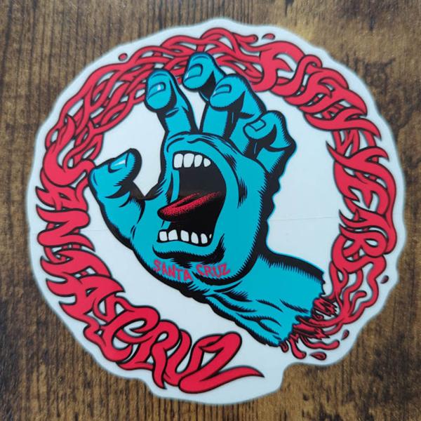 【ST-857】Santa Cruz Skateboards sticker サンタクルーズ スケートボード ステッカー Screaming 50■カラーブルー×レッド（クリアタイプ）■サイズ縦10.5cm×横10.5cm※稀に折れ、印刷ミ...