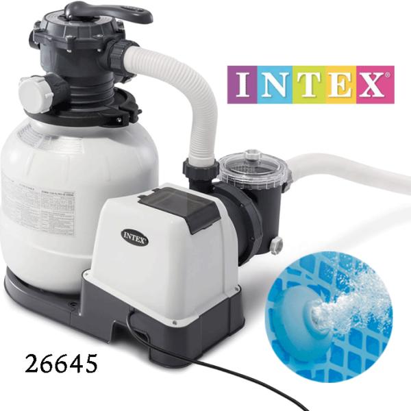 INTEX サンドフィルターポンプ SX2100家庭用プールの水を清潔に保つための高性能なろ過装置です。最大流量約7,900L/hのパワフルなポンプを搭載し、6つの機能（フィルター、逆洗、すすぎ、再循環、排水、システム停止）を備えた6way...