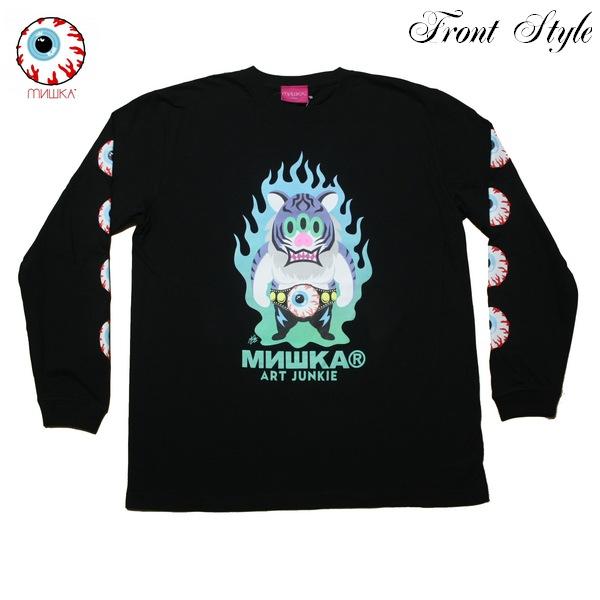 2022 FALL-WINTER MISHKA【 ミシカ 】長袖Tシャツ存在感抜群のMISHKA×ART JUNKIE コラボ　ロンT。斬新かつインパクト抜群のデザインに注目!アームプリントもCOOL! バックは無地です。Ｍ (着丈約74c...