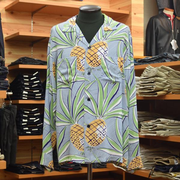 作品名：PINEAPPLE FIELDオリジナル：TOWN CRAFT素材：フィラメントレーヨン羽二重プリント：抜染柄パターン：オールオーバーパターンボタン：尿素復刻：2006年米国本土はJ・Cペニーのブランド「タウンクラフト」の作品ハワイ...