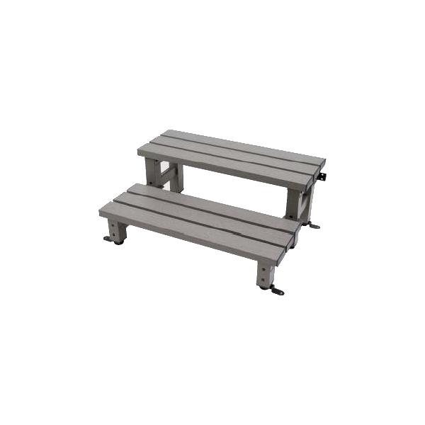 材質/本体：アルミ製　　キャップ：ポリエチレン　　ボルトナット：ステンレス、スチール色/アーバングレー色寸法/幅：740mmx奥行：265mmx高さ：307mm〜337mm降りる安全を優先し、手すりを上段から90cmの高さにしました。手すり...