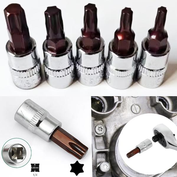 トルクスソケットトルクス ソケット レンチ セット ビット 星型 花型 ソケットレンチ ネジ エンジン エキマニ フロントパイプ タービン エンジンカバー エンジンヘッド ボルト 外し 工具 輸入車 外車 国産車 盗難防止 いたずら防止 ス...