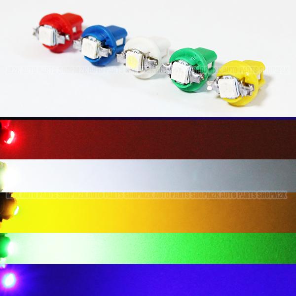 T5 B8.5D CHIP ドーム LED SMD ライト 1個 バイク 車 汎用品対応電圧：12V発光色： ホワイト イエロー グリーン レッド ブルーサイズ： T5 B8.5D エアコンパネル スイッチ インジケーター シフト シガーソ...