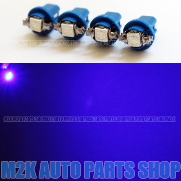 T5 B8.5D CHIP ドーム LED SMD ライト 4個 バイク 車 汎用品対応電圧：12V発光色： ブルーサイズ： T5 B8.5D エアコンパネル スイッチ インジケーター シフト シガーソケット メーター 球 他 【内容品】本...