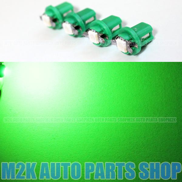 T5 B8.5D CHIP ドーム LED SMD ライト 4個 バイク 車 汎用品対応電圧：12V発光色： グリーンサイズ： T5 B8.5D エアコンパネル スイッチ インジケーター シフト シガーソケット メーター 球 他 【内容品】...