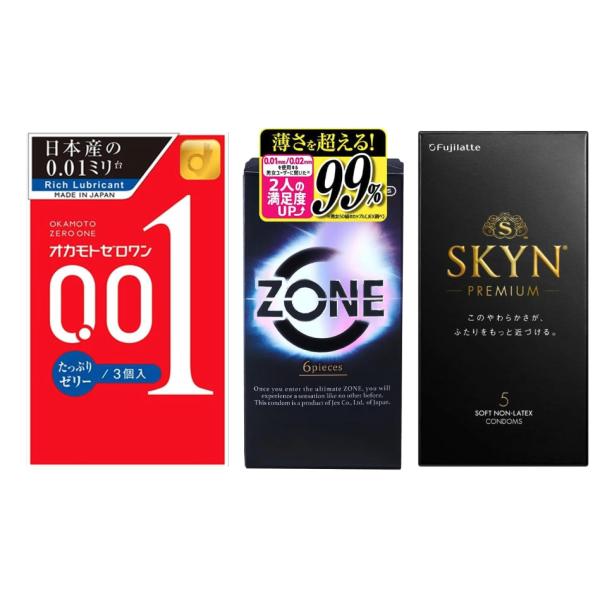 【オカモトゼロワンたっぷりゼリータイプ】・全体的に厚みはわずか0.01ミリ台という製品。技術革新により、天然ゴムラテックス製に近い柔らかさを実現しています。・オカモト史上最薄！うすさ均一な0.01ミリ台のコンドーム(当社測定による)。／素材...