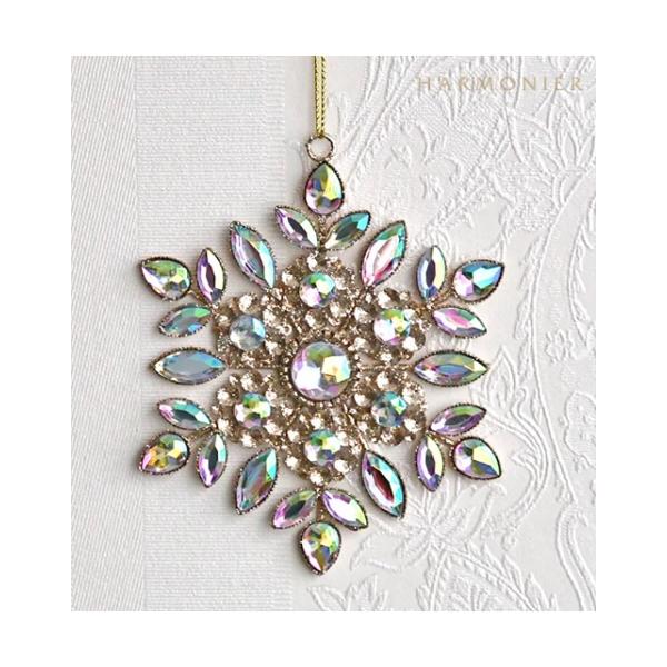 イリッドカラーのラインストーンをふんだんに装飾した、ラグジュアリで華やかなスノーフレークのクリスマスオーナメント。お花の様に繊細でおしゃれな雪の結晶です。クリスマスツリーによく映えるデザインで、クラシカルなデコレーションにも、ロマンチックな...