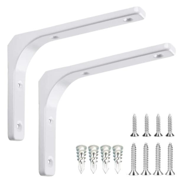 【材質】Ｌ型の棚ブラケットは高品質のスチールで製造されております。金具の表面は、なめらかな肌触りです。防錆性と耐食性があり、長くご使用頂けます。【サイズ】300mm×250mm×30mm　2本セット 「付属ネジ」大小各4本　ボードアンカー4...