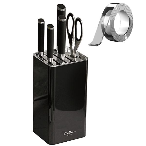 【商品仕様】サイズ：高さ23.5cm,縦12.0cm,横11cm、収納本数：5本,調理バサミ専用穴1個、重さ：約400g、素材： PET+シリコン、上部メッキ加工.【デザイン】シンプルでスタイリッシュなデザインに仕上げております。縦長の設計...