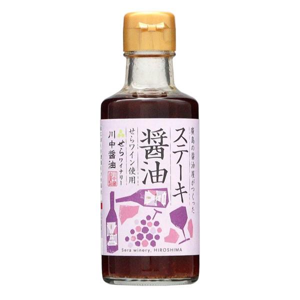 商品名：川中醤油 ステーキ醤油 せらワイン使用 180ml×1個 調味料 お肉 しょうゆ ご当地 広島内容量：180ml×1個原材料：パッケージに記載商品説明：川中醤油の「天然かけ醤油」とせらワイナリーの「Ce LALA 赤 甘口」を使用し...