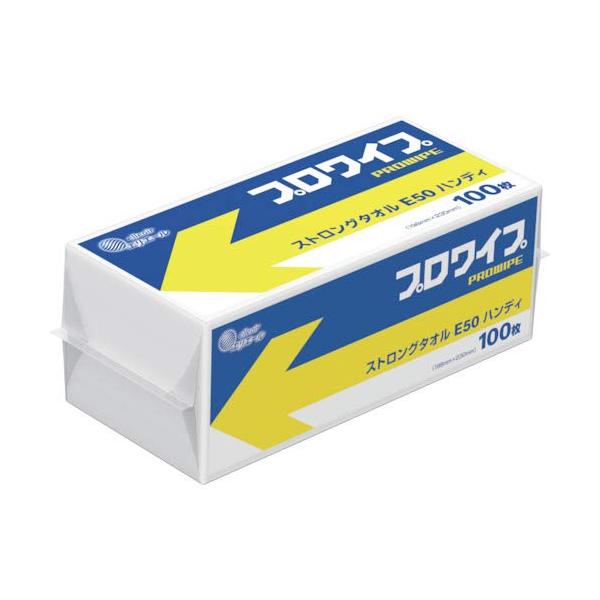 【ケース販売：16個入】 プロワイプ ストロングタオル E50 ハンディ 100枚入 198mm×230mm パルプ混 やわらかい 手のひらサイズ ミシン目入り ポリ包装 大王製紙 エリエール《商品説明》●パルプ混素材で柔らかく、布のような...