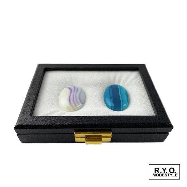 《素材》◇木材　ビニール　レーヨン布　ウレタン　紙　ガラス　金属◇サイズ　W 145mm D 100mm H 25mm《カラー》　黒（ケース）　透明（蓋ガラス部）　黒・白リバーシブル（台紙）外側はビニールレザーでしっかりと丈夫にできており、...