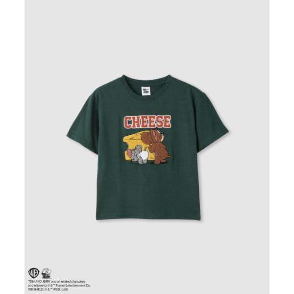 「トムとジェリー」のサガラ刺繍半袖Tシャツ。カラーは、グリーンです。■デザイン一番のポイントは、パイル状に埋められたボリューム感のあるサガラ刺繍。プリントとは一味違う、高級感のあるもこもことした質感が目を惹きます♪今っぽい、ゆるシルエットな...