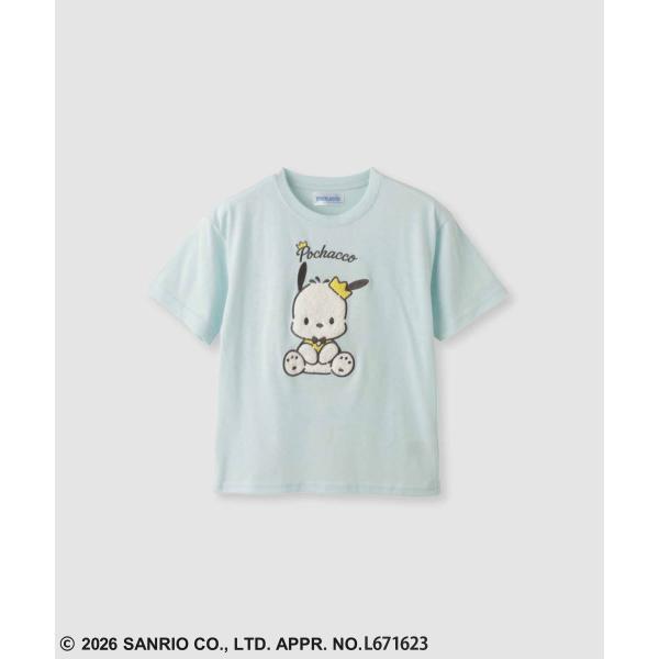 ポチャッコのアートをスパンコールともこもこサガラ刺繍で表現した、かわいい半袖Tシャツ。カラーは、オフホワイト・ミントの2色展開です。■デザインカラーによって異なる立体的なモチーフを施した、アソート展開の半袖Tシャツです。ミント（サガラ刺繍）...