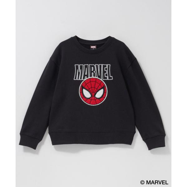 マーベルキャラクターデザインのトレーナーです。カラーは、ブラックです。■デザイン「スパイダーマン」をモチーフにしたサガラワッペンがかっこいい！動きやすく、おしゃれ感のある、ゆるシルエットです。■ポイント柔らかな着心地の裏毛素材。お下がりもし...