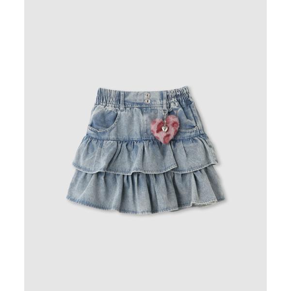 フリルが可愛い、ふわふわチャーム付きデニムパンツ。カラーは、ブラック・ブルー・レオパードの3色展開です。■デザイン可愛いも、動きやすさも！ふわっと広がるティアードシルエット、2段フリルのギャルコーデの決定版ボトムス♪歩くたびにふんわりと揺れ...