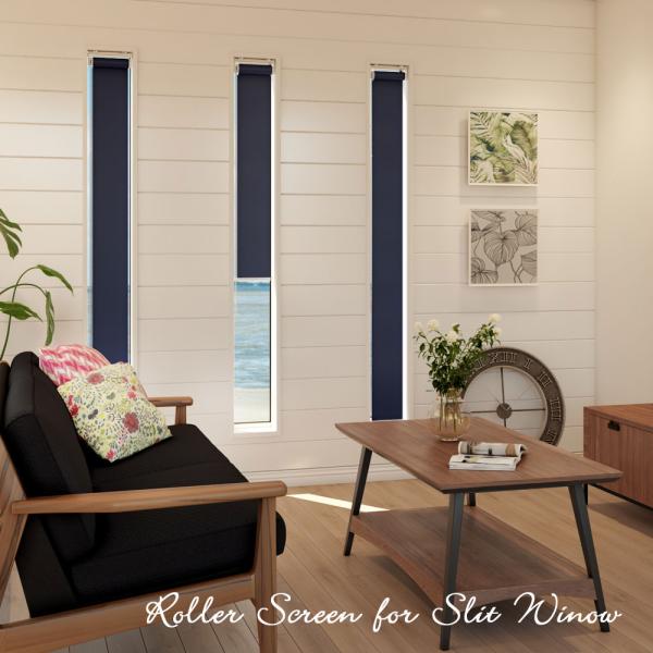 商品詳細 スリット窓用 ロールスクリーン 立川機工 TKWsize : 各オーダーサイズ ■生地材質：ポリエステル■生産地：日本製 ・安心の日本製・こちらの商品は遮光生地の商品ではございませんのでご注意下さい・サイドのプレートで巻ずれを防止...