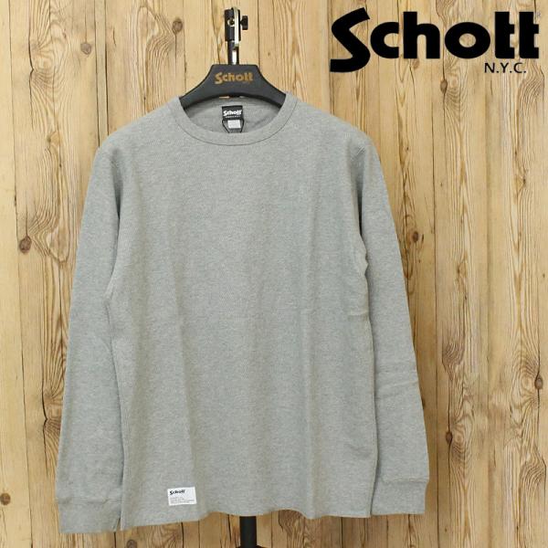 Schott/ショット/HONEYCOMB WAFFLE T-SHIRT/ハニカム ワッフル Tシャツ コットン100％のハニカムワッフル クルーネックLS T-SHIRT。生地面の凹凸は、生地と体の間に空気の層を作り出し、体温を逃がさない...