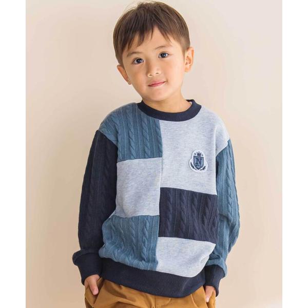 ※このアイテムは「返品・交換不可」商品です。商品番号：508570499ブランド：ノイユエームベベ/Noeil aime BeBe商品名：【お揃い】飛び裏毛ｘケーブルJQニットブロック切り替えトレーナー(80~130cカテゴリ：ウェア&gt...