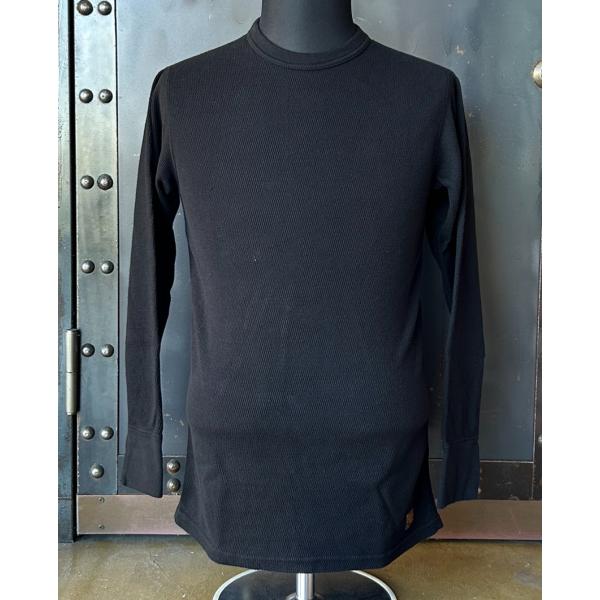 デラックスウエア DELUXEWARE  MILC-00...MIL-SPEC THERMAL PLAIN BLACK Tシャツ和歌山にて製造する縦目編み片面サーマル素材「ハニカム形状」。1940年にUSネイビーで採用されていた縦目編み形状...