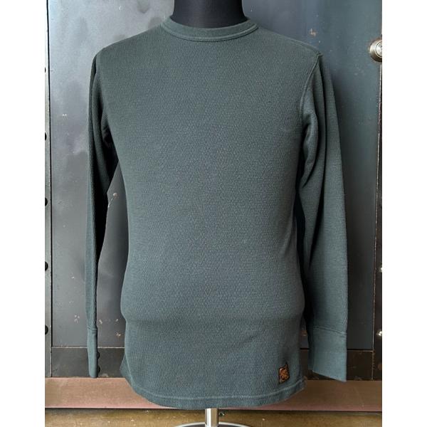 デラックスウエア DELUXEWARE  MILC-00...MIL-SPEC THERMAL PLAIN FOREST.GREEN Tシャツ和歌山にて製造する縦目編み片面サーマル素材「ハニカム形状」。1940年にUSネイビーで採用されてい...