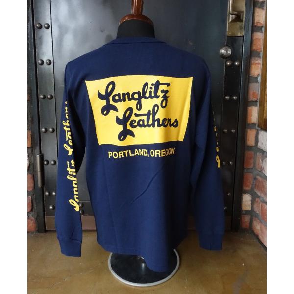 ラングリッツ レザーズ Langlitz Leathers Long Sleeve T-shirt TYPE Flag NAVY×GOLD  LLC-004 Tシャツ程良い厚みの生地を使用したロンTになります。サイズスペック[S]＝着丈66...