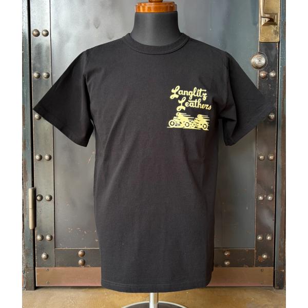 ラングリッツ レザーズ Langlitz Leathers Short sleeve tee Type A-Big Logo BLACK×OFF.W Tシャツサイズスペック[S]＝着丈66cm、身幅48cm、肩幅40cm、袖丈21cm[M]...