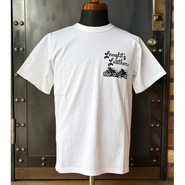 ラングリッツ レザーズ Langlitz Leathers Short sleeve tee Type A-Big Logo WHITE×BLACK Tシャツサイズスペック[S]＝着丈66cm、身幅48cm、肩幅40cm、袖丈21cm[M]...