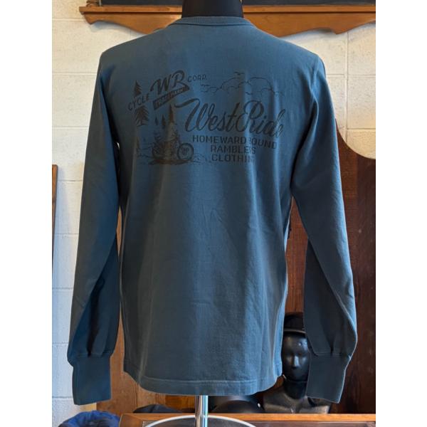 ウエストライド WEST RIDE  PT.L.TEE.25-04 SLATE ロンT秋冬に展開する16番双糸（8番相当）を使用した季節感あるヘビーウェイトなL/S TEE。縫製：WESTRIDEのオリジナルL/S TEEは、丸胴の吊り機で...