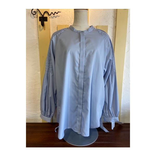 PRISCILLA BUS D'OR/プリシラバスドール　ボリュームピンタックスリーブシャツ　1202416-B600 サックス